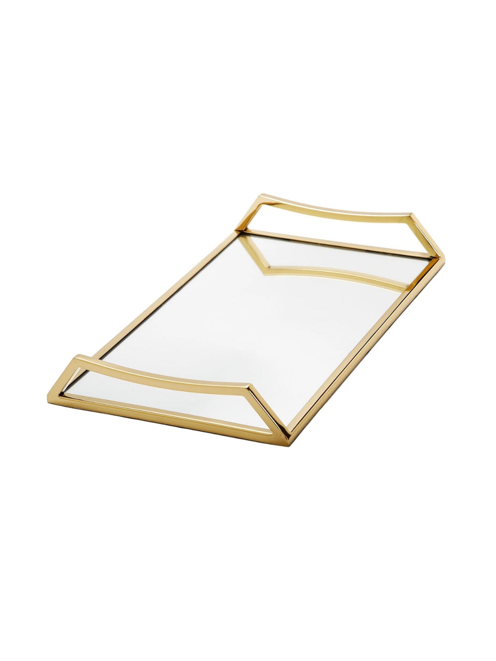 Oblong Mirror Serving Tray with Gold Handles | Luxury Trays – KYA Home ...