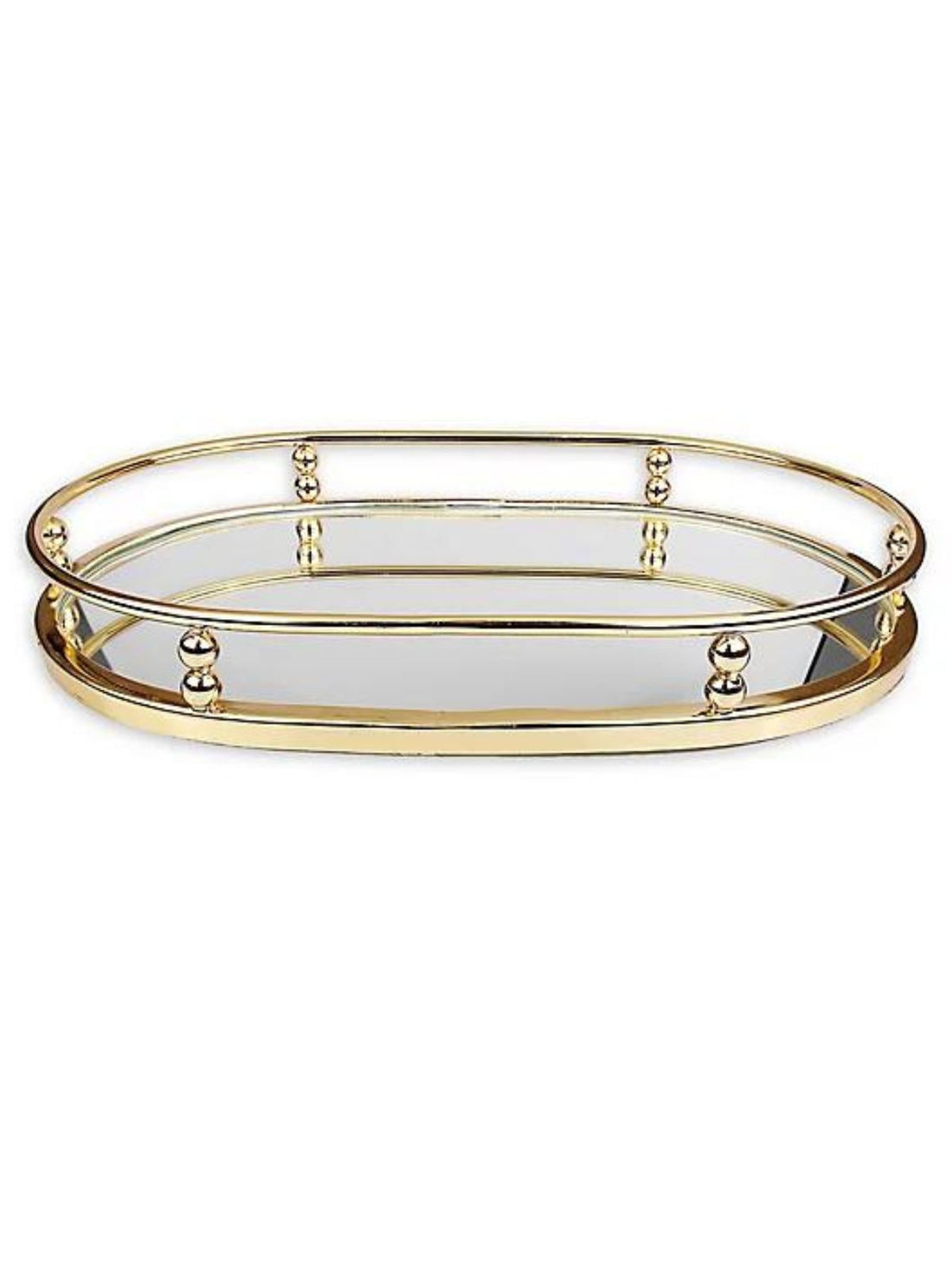 Oval Mirror Tray with Gold Ball Mounts | Luxury Vanity Trays