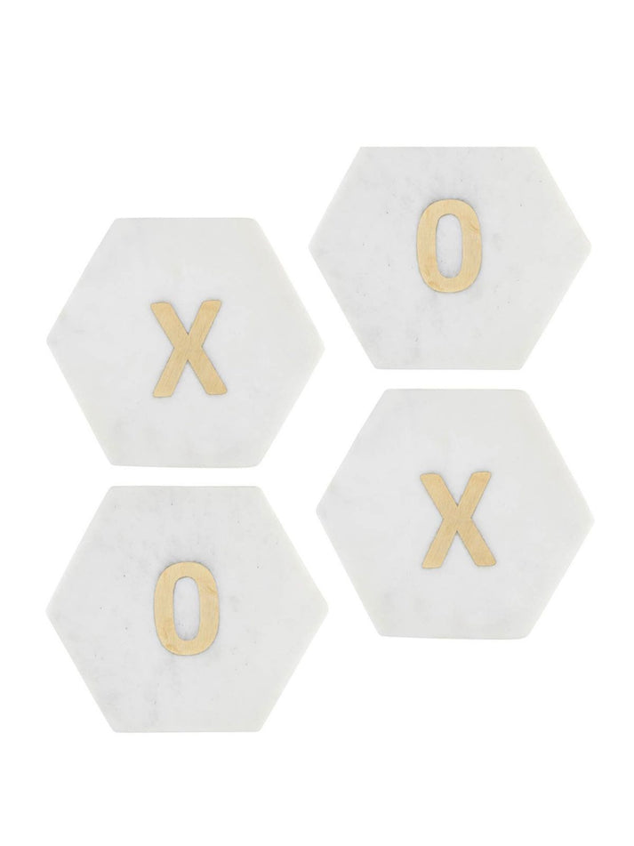 White Marble XOXO Coaster Set – KYA Home Decor