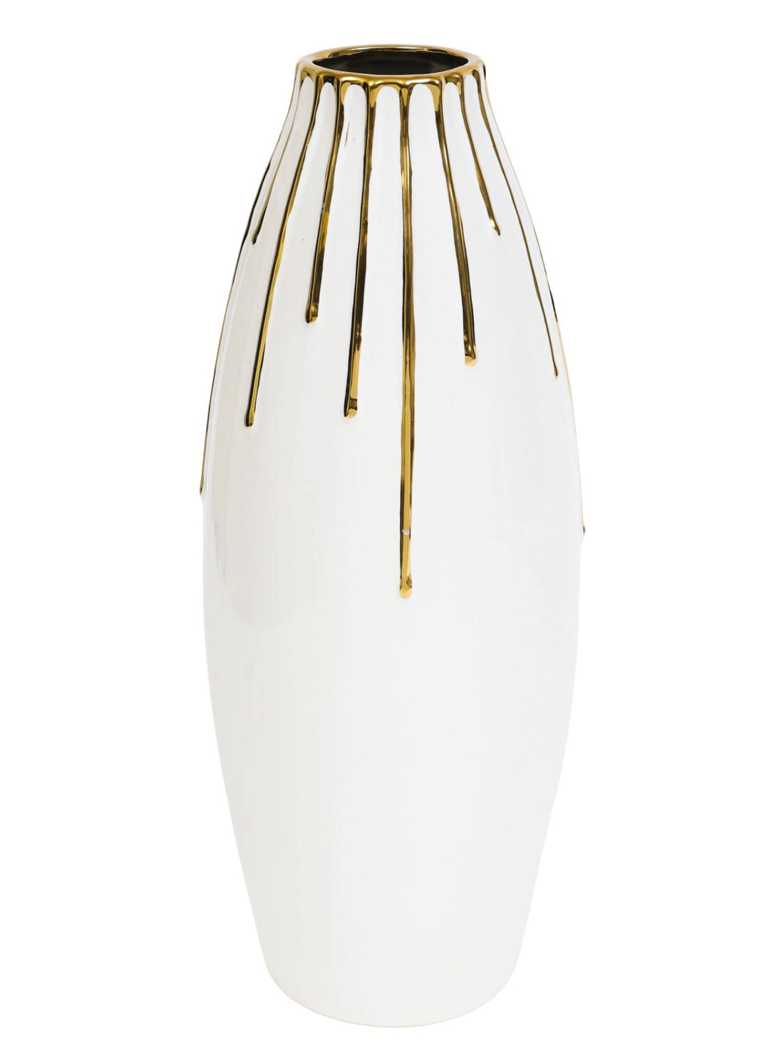 White Ceramic Vase With Gold Drip Design | Luxury Vases – KYA Home Decor