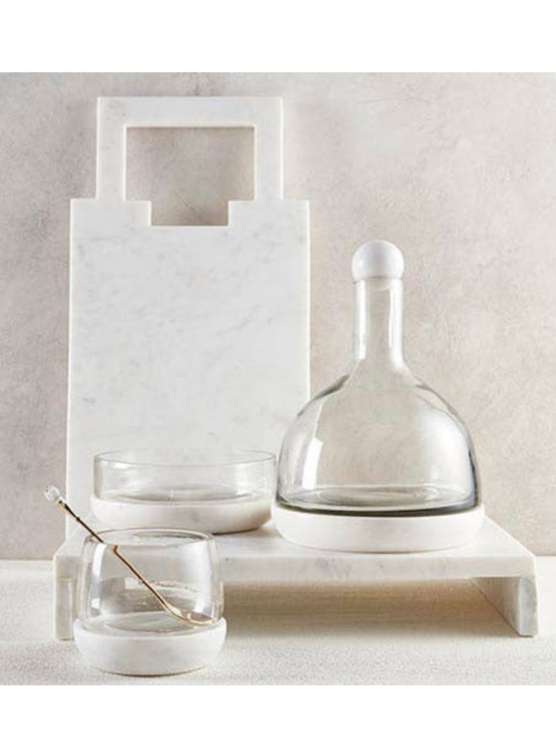 White Marble Serving Tray with Square Handle | Luxury Trays