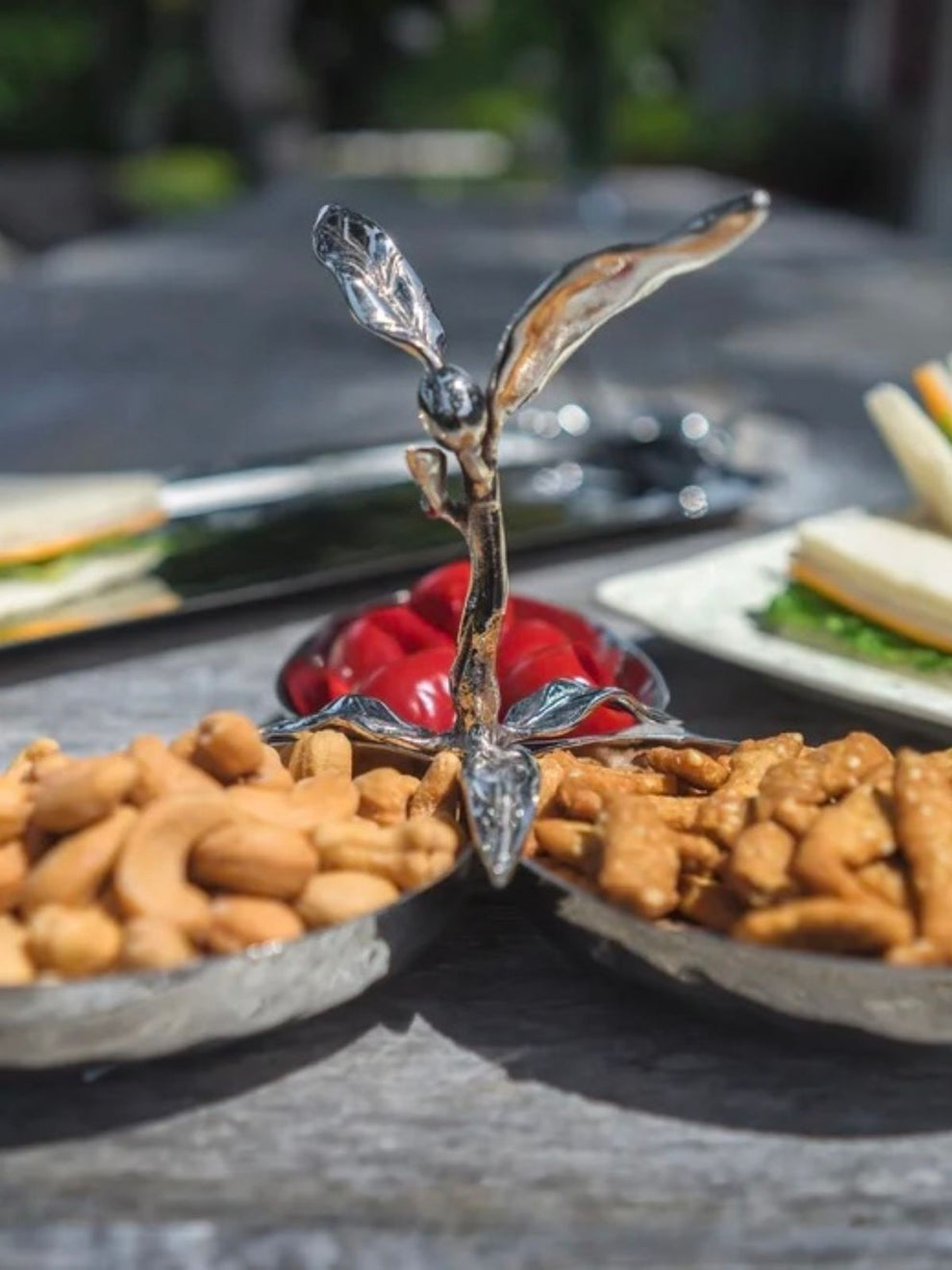 Ramo De Oliva Stainless Steel Triple Server | KYA Home Decor