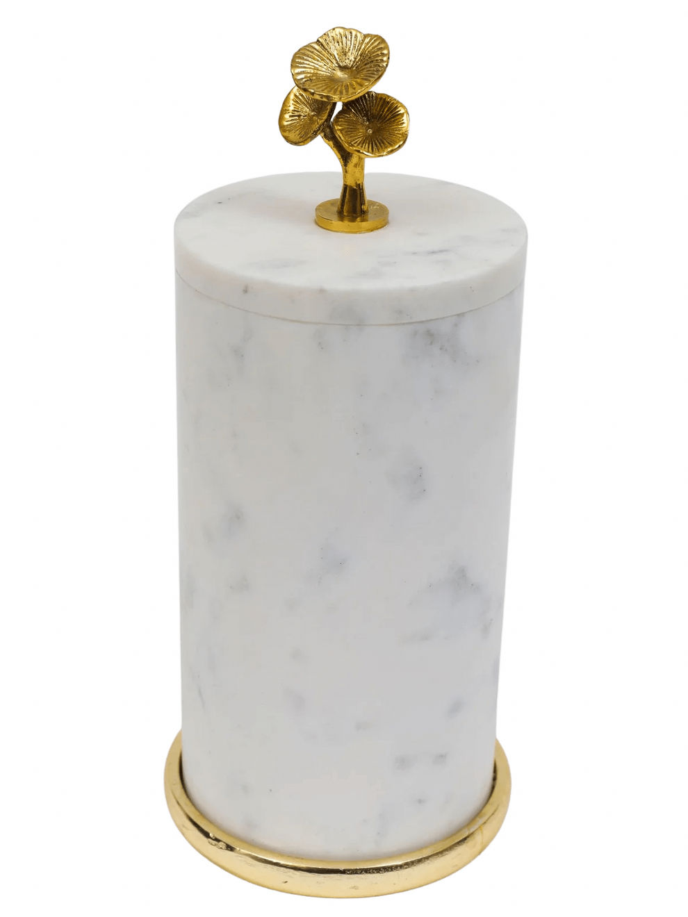 Marble Canisters with Gold Floral Design Lids | Storage Jars